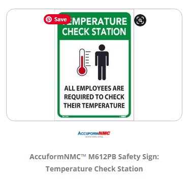 AccuformNMC™ M612PB Safety Sign: Temperature Check Station ...